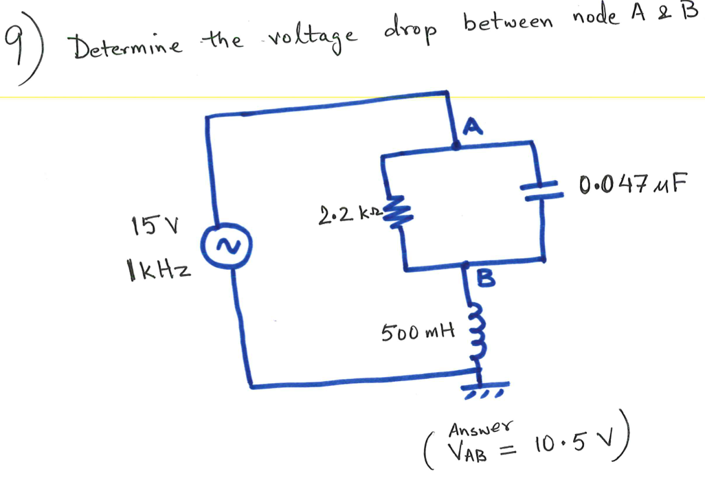 Solved Determine the voltage drop between node A & B | Chegg.com