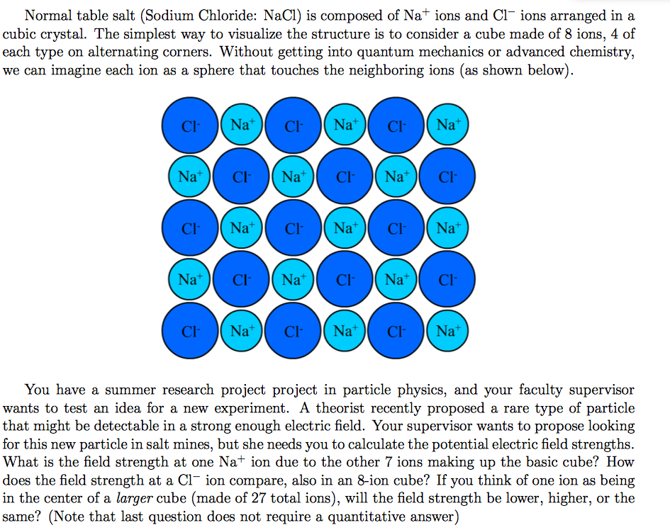 Solved Normal table salt (Sodium Chloride: NaCI) is composed | Chegg.com