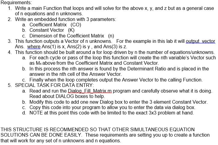 Solved Using Matlab I Need To Create Code To Fulfill The 