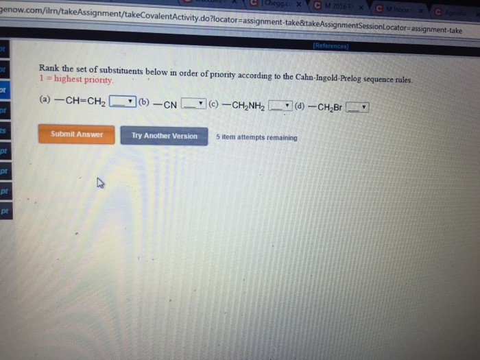 Solved Rank the set of substituents below in order of | Chegg.com