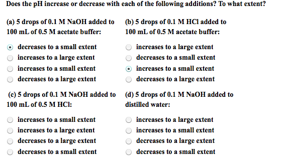 Solved does the ph increase or decrease with each of the | Chegg.com