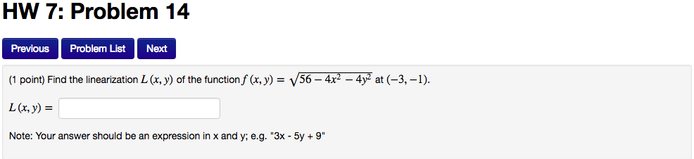 Solved Previous Problem ListNext (1 point) Find the | Chegg.com