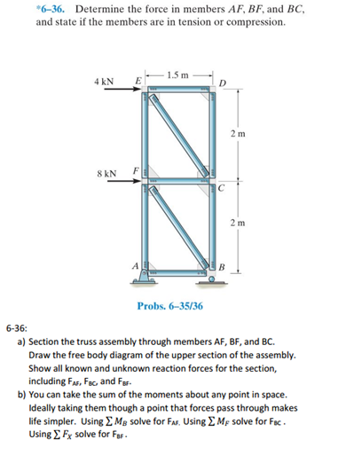 Determine te force in members AF, BF, and BC, and | Chegg.com
