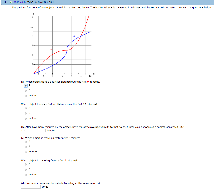 Solved The position functions of two objects, A and B are | Chegg.com