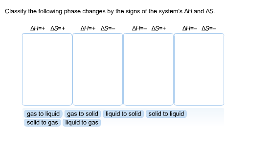 Solved Classify the following phase changes by the signs of | Chegg.com