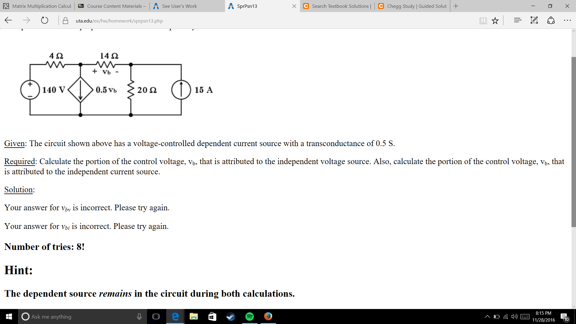 Solved The circuit shown above has a voltage-controlled | Chegg.com