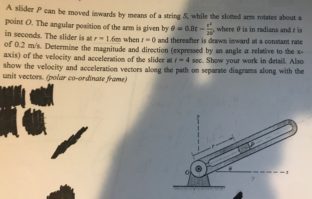 Solved A slider P can be moved inwards by means of a string | Chegg.com