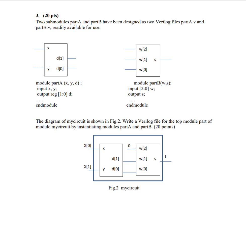 Solved 3. (20 pts) Two submodules partA and partB have been | Chegg.com