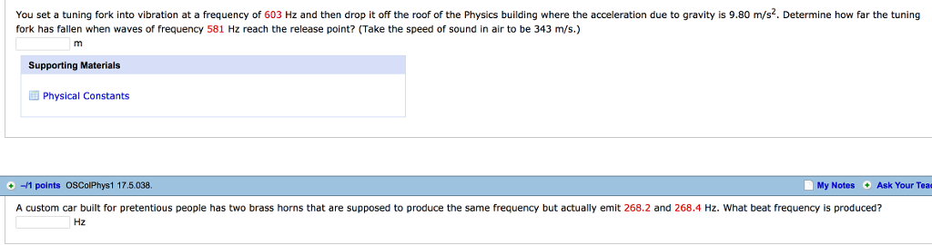 Solved You set a tuning fork into vibration at a frequency | Chegg.com