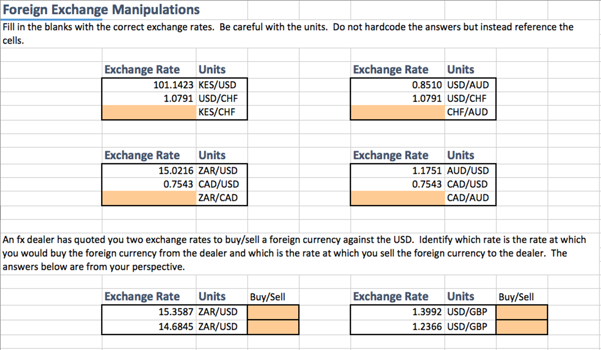 Solved Fill in the blanks with the correct exchange rates. | Chegg.com