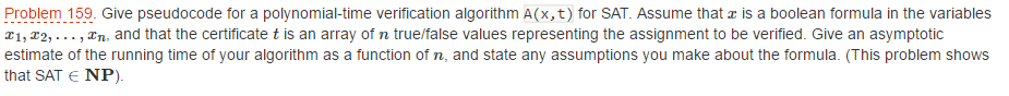 Solved Give pseudo code for a polynomial-time verification | Chegg.com