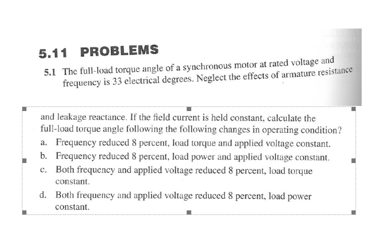 Solved The full-load torque angle of a synchronous motor at | Chegg.com