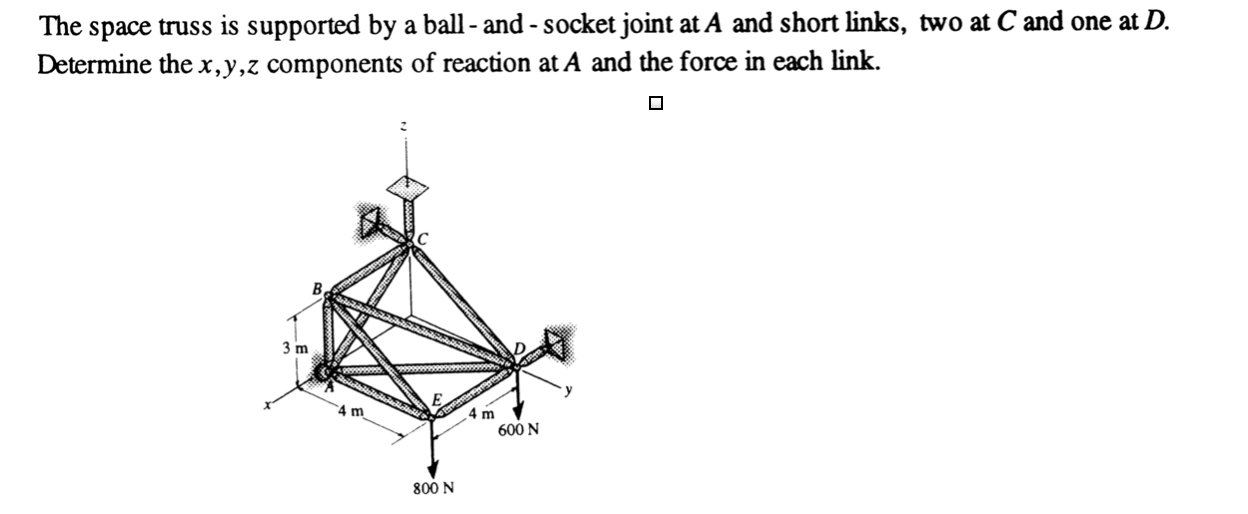 Solved The space truss is supported by a ball - and - socket | Chegg.com