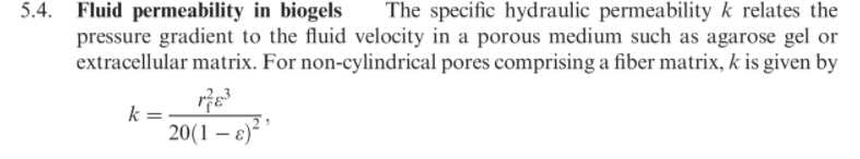 5.4. Fluid permeability in biogels The specific | Chegg.com