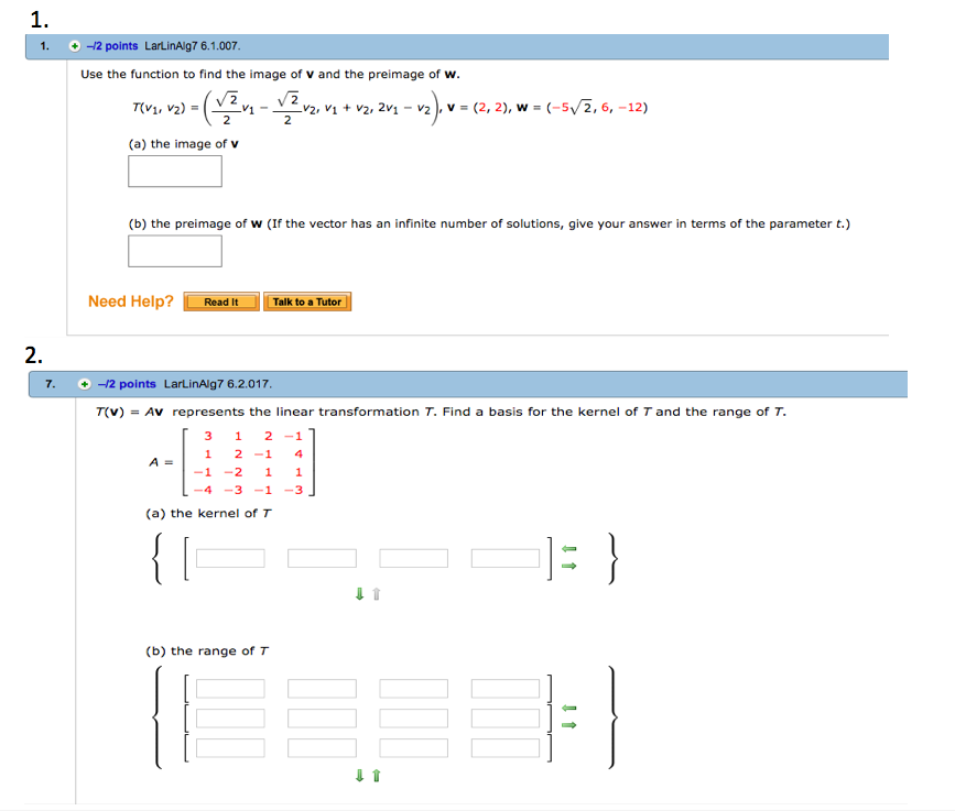 Solved Use the function to find the image of v and the | Chegg.com