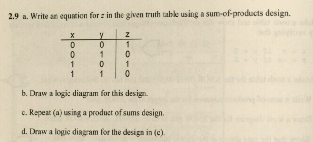 Solved a. Write an equation for z in the given truth table | Chegg.com
