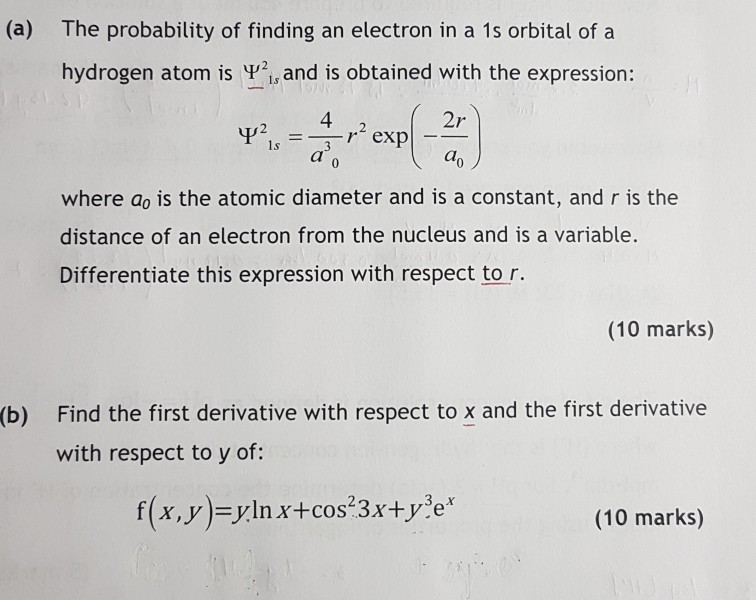 Solved (a) The probability of finding an electron in a 1s | Chegg.com