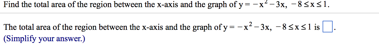 Solved Find the total area of the region between the x-axis | Chegg.com