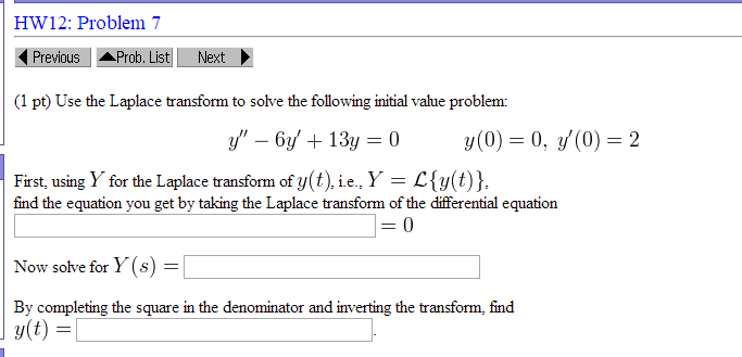 Solved HW12: Problem 7 Previous Prob. List Next (1 pt) Use | Chegg.com