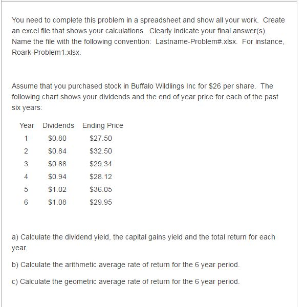 Solved You need to complete this problem in a spreadsheet | Chegg.com