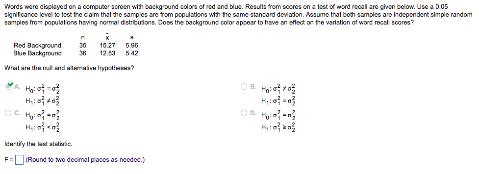 Solved Identify the test statistic and the p-value for the | Chegg.com