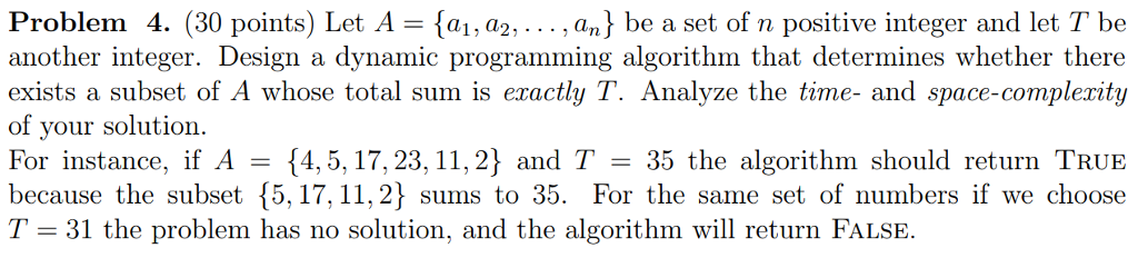 Solved Problem 4. (30 points) Let A {al, a2, . . . , another | Chegg.com
