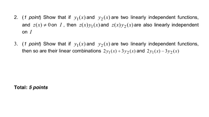 Solved 2. (1 point) Show that if y1(x)and y2(x)are two | Chegg.com