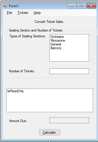 Solved Create a project to keep track of concert ticket | Chegg.com
