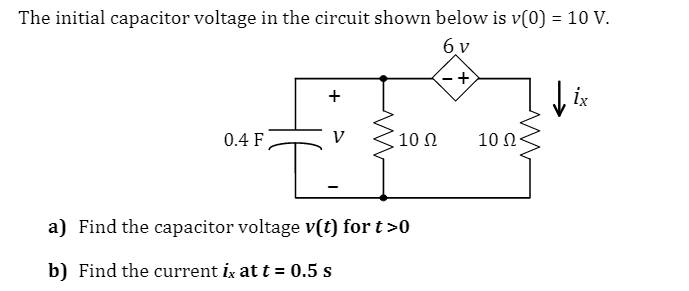 Solved The initial capacitor voltage in the circuit shown | Chegg.com