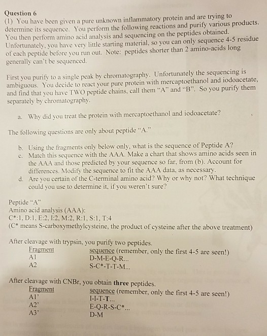 Solved Question 6 Y ou have been given a pure unknown | Chegg.com