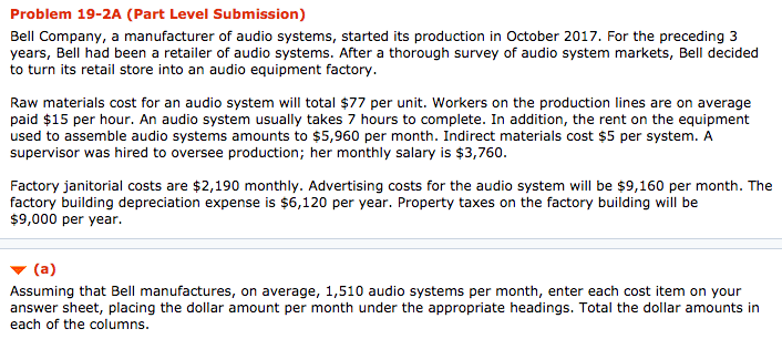 Solved Problem 19-2A (Part Level Submission) Bell Company, a | Chegg.com