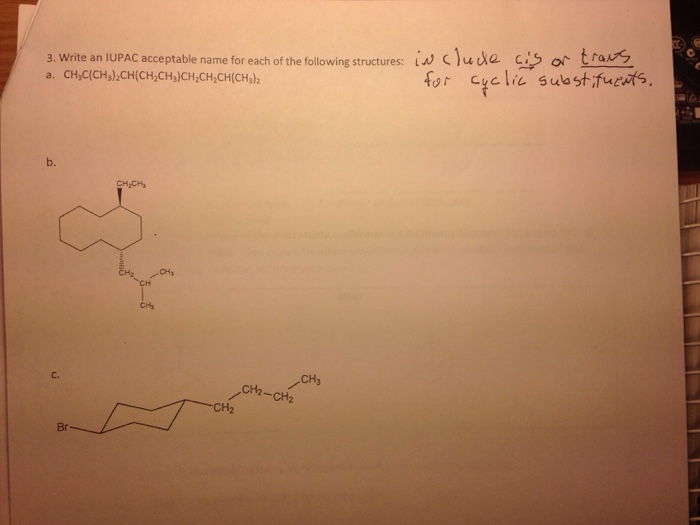 Solved 3. Write an IUPAC acceptable name for each of the | Chegg.com Solved 3. Write an IUPAC acceptable name for each of the | Chegg.com