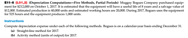 Solved E11-6 (LO1 ,2) (Depreciation Computations Five | Chegg.com
