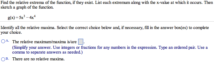 Solved If the relative min or max is in fraction form then | Chegg.com