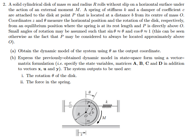 Solved A solid cylindrical disk of mass m and radius R rolls | Chegg.com