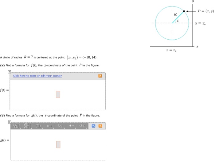 Solved A circle of radius R = 7 is centered at the point | Chegg.com