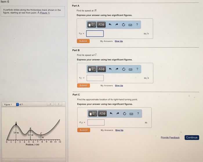 Solved A particle slides along the friction less track shown | Chegg.com