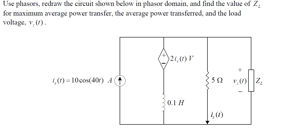 Solved Use phasors, redraw the circuit shown below in phasor | Chegg.com