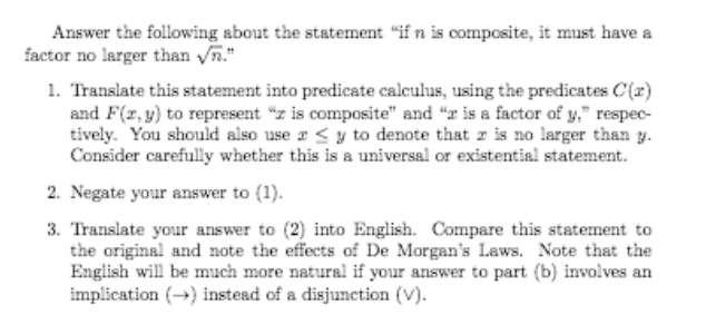 Solved Answer the following about the statement "if n is | Chegg.com