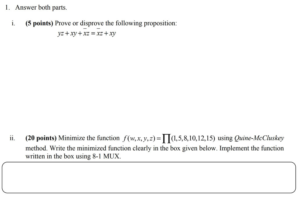 Solved 1. Answer both parts. i. (5 points) Prove or disprove | Chegg.com