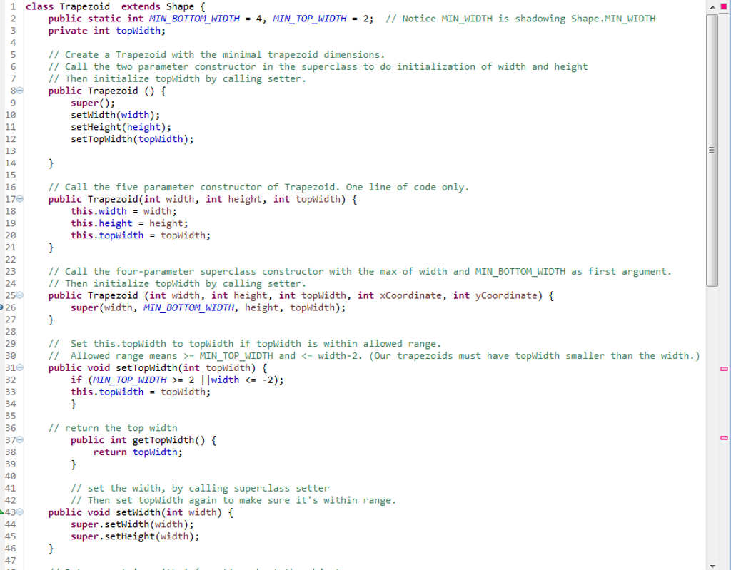 Implement the Trapezoid class and the draw() method | Chegg.com