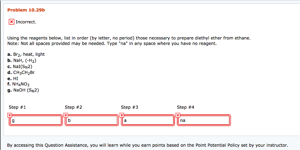 Solved Problem 10.29b XIncorrect. Using the reagents below, | Chegg.com