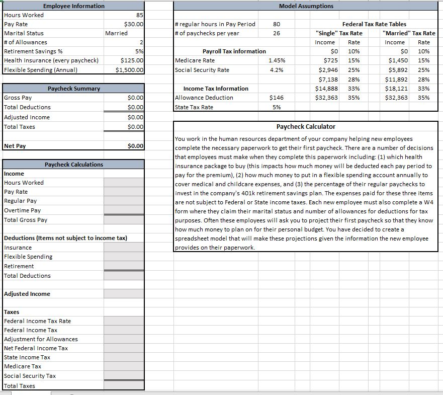 Employee Infor Model Assumptions Hours Worked Pay | Chegg.com
