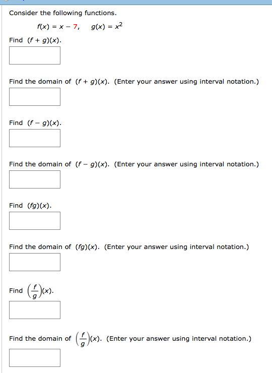 Solved Consider the following functions. f(x) = x - 7, g(x) | Chegg.com