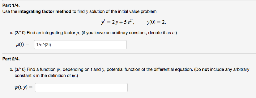 Solved Use the integrating factor method to find y solution | Chegg.com