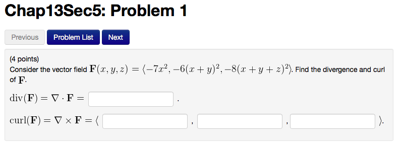 Solved Chap13Sec5: Problem 1 Previous Problem List Next (4 | Chegg.com