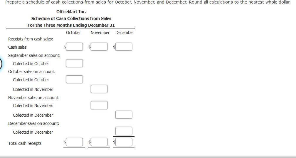 Solved Schedule of Cash Collections of Accounts Receivable | Chegg.com
