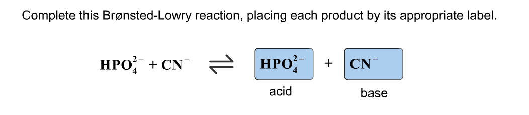 Solved Complete this Brønsted-Lowry reaction, placing each | Chegg.com