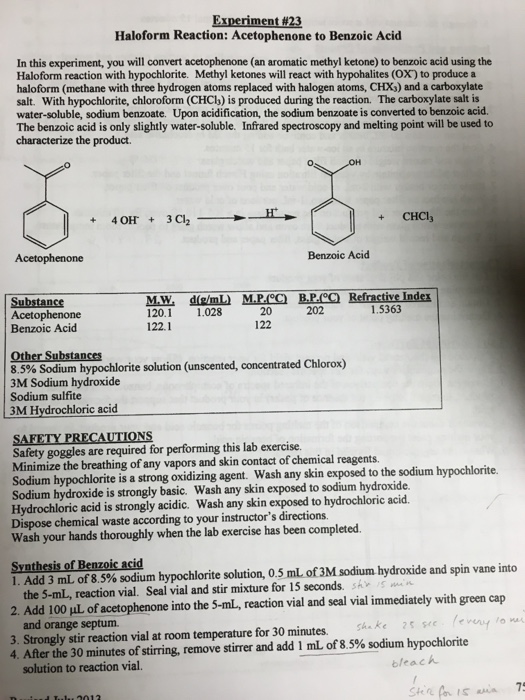 Solved In this experiment, you will convert acetophenone (an | Chegg.com