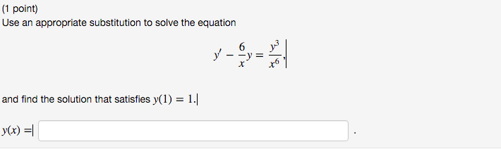 Solved Use an appropriate substitution to solve the equation | Chegg.com
